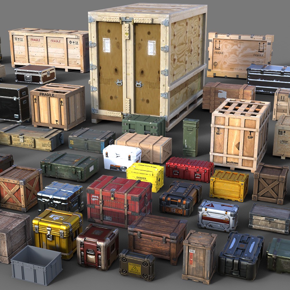 60 Crates Collection For Daz Studio 2026 - Free Daz 3D Models