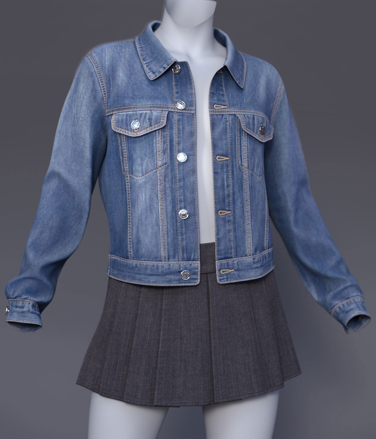 DForce Cai Denim Jacket And Pleated Skirt For G9 [Request]